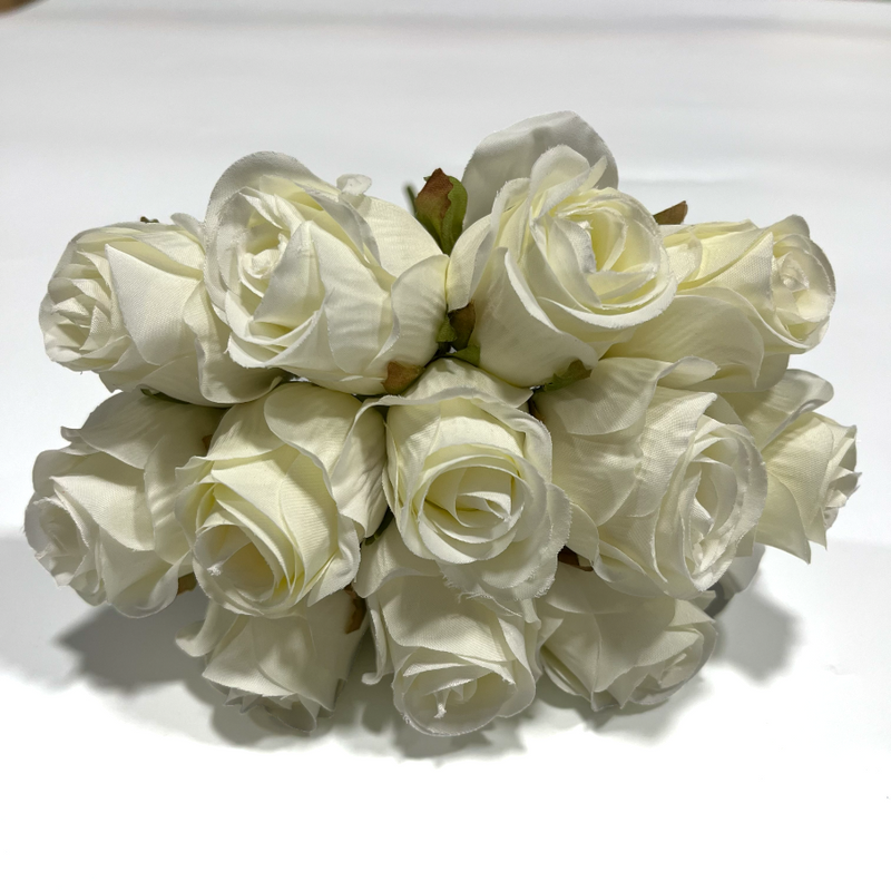 Művirág rózsa csokor, 25 cm - Fehér